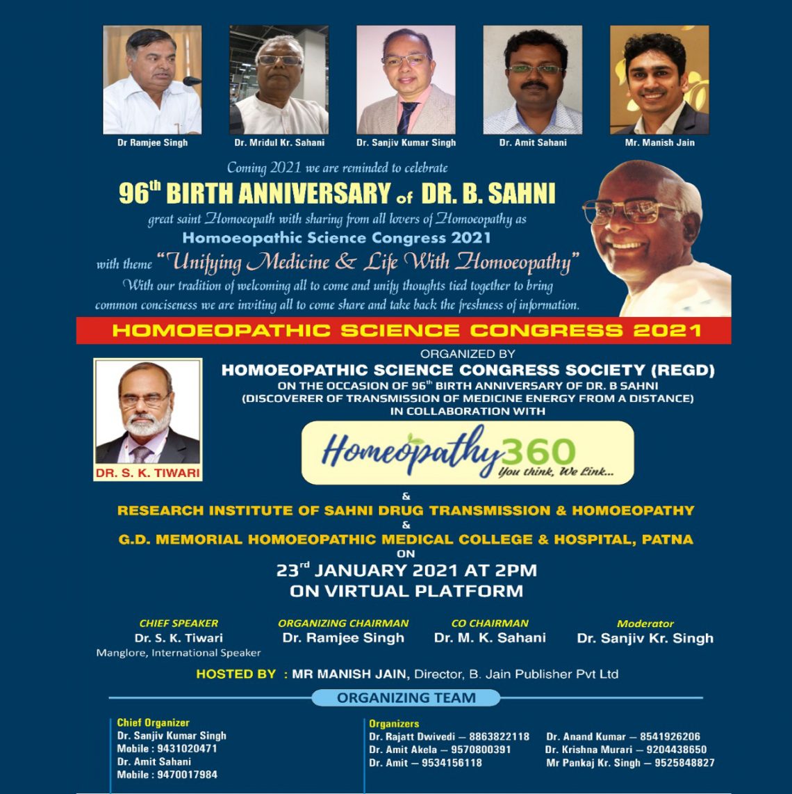 homoeopathic science congress society, 96th birth anniversary of Dr.B ...