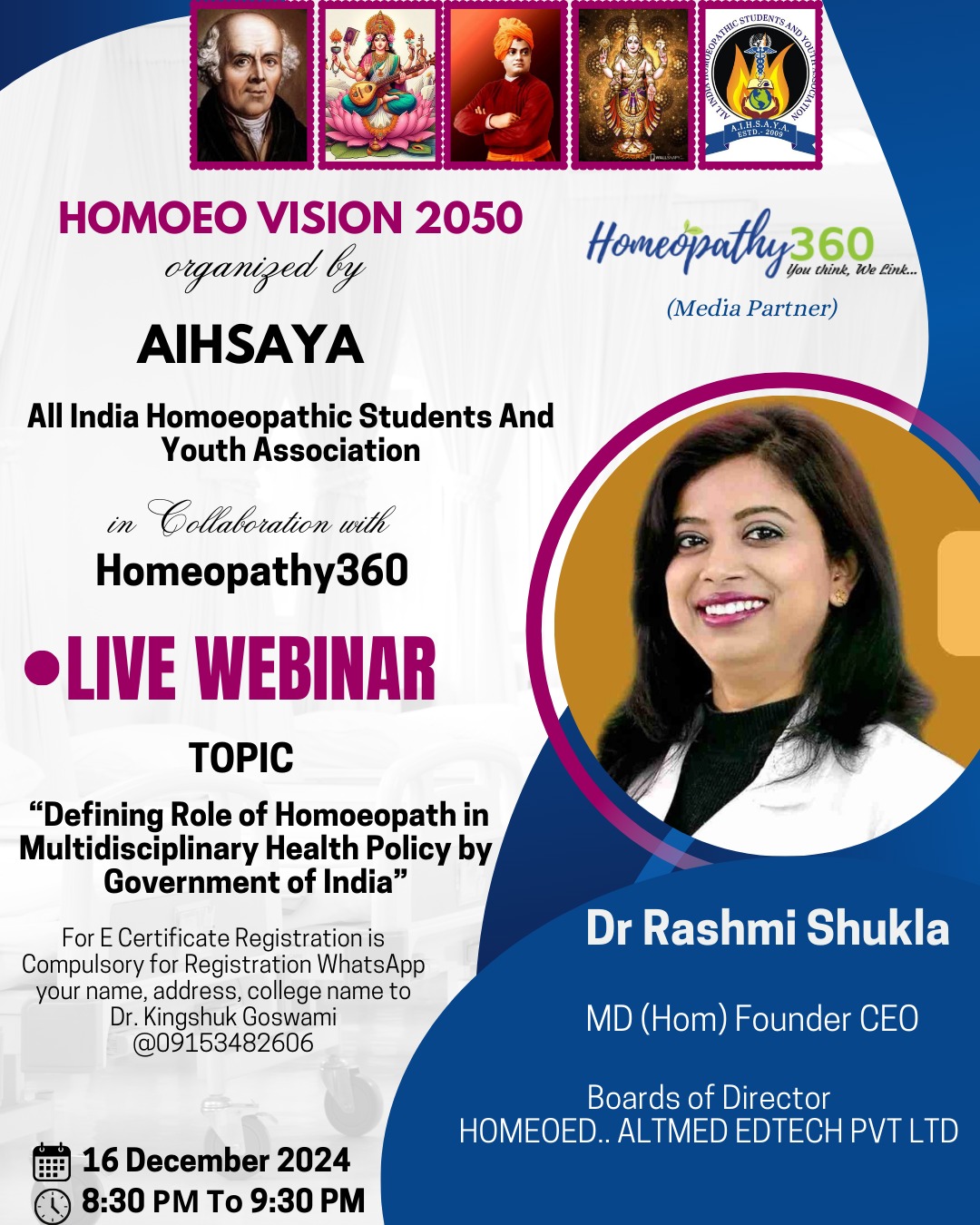 Join Upcoming Webinar with Dr Rashmi Shukla