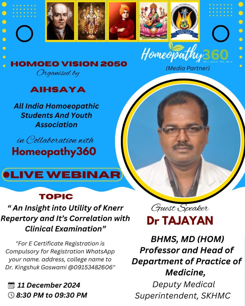 Join Upcoming Webinar on “An Insight into Utility of Knerr Repertory and Its Correlation with ...