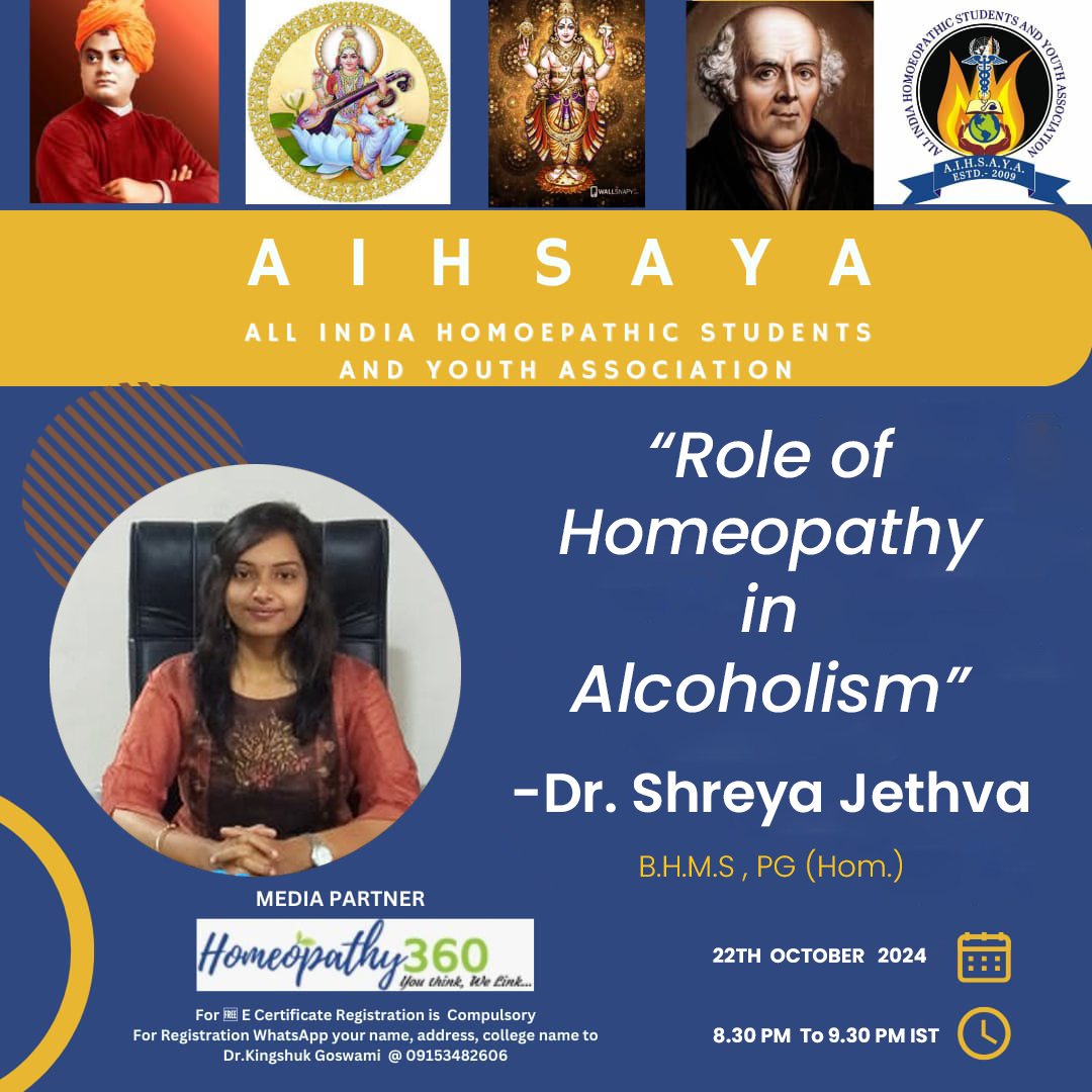 Join Upcoming Webinar “Role of Homeopathy in Alcoholism” with Dr Shreya ...