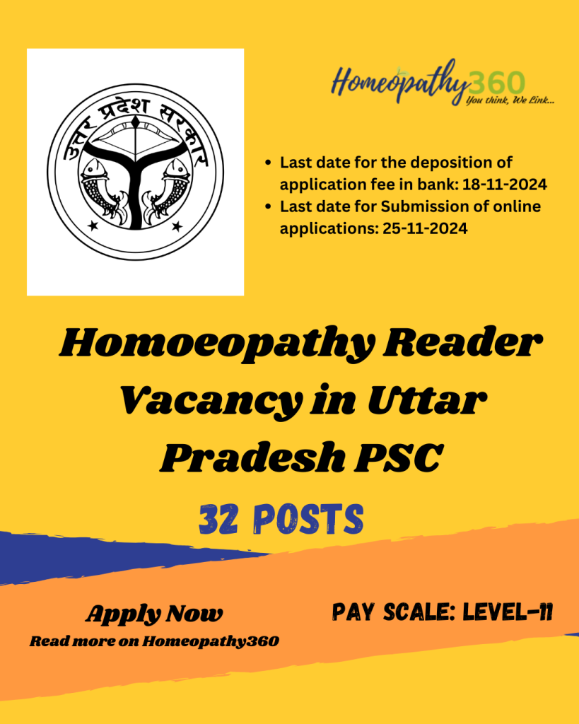 32 Homoeopathy Reader Vacancy in Uttar Pradesh PSC