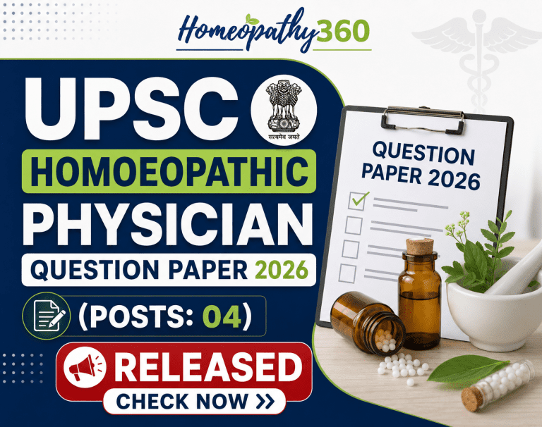 UPSC Homoeopathic Physician Question Paper 2026 (Posts: 04) - homeopathy360