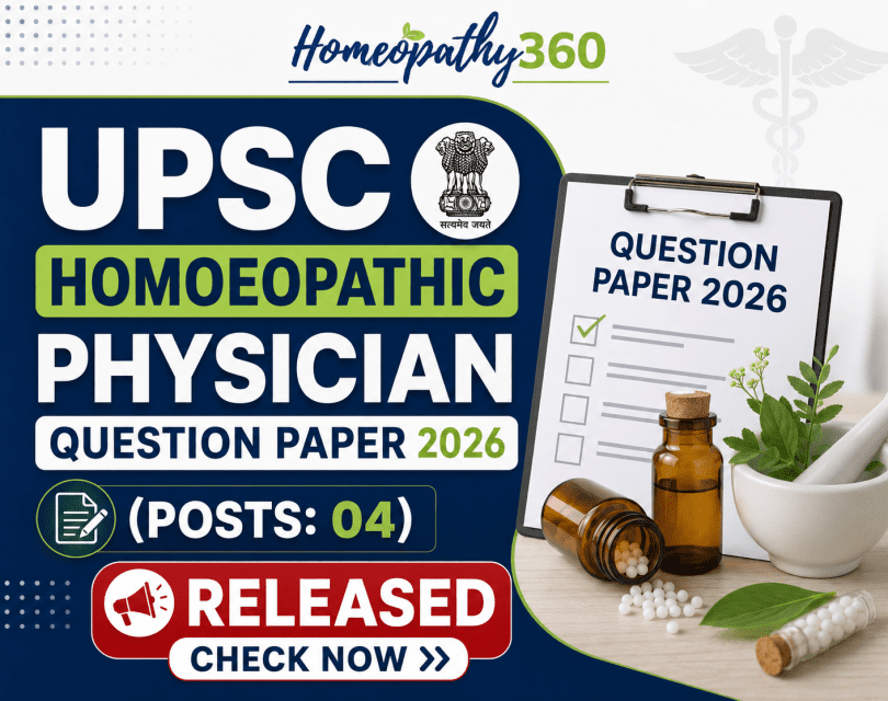 UPSC Homoeopathic Physician Question Paper 2026 (Posts: 04) - homeopathy360