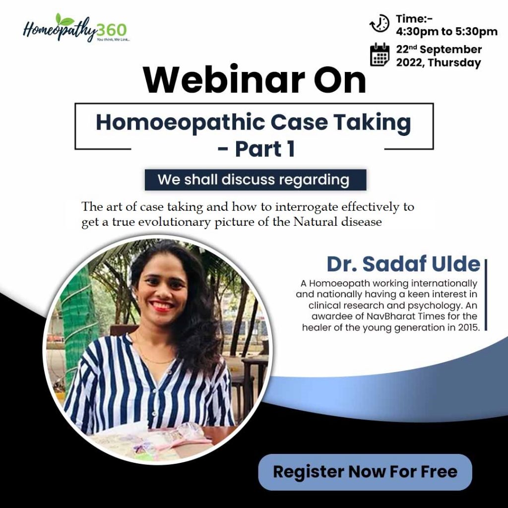 Join Upcoming Webinar on Homoeopathic Case Taking - Part 1 with Dr ...